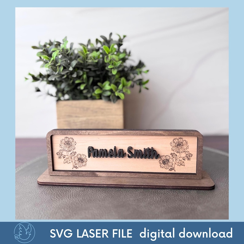 Desk Name Plate SVG File-laser Cutting File-office Desk Name Plate File ...