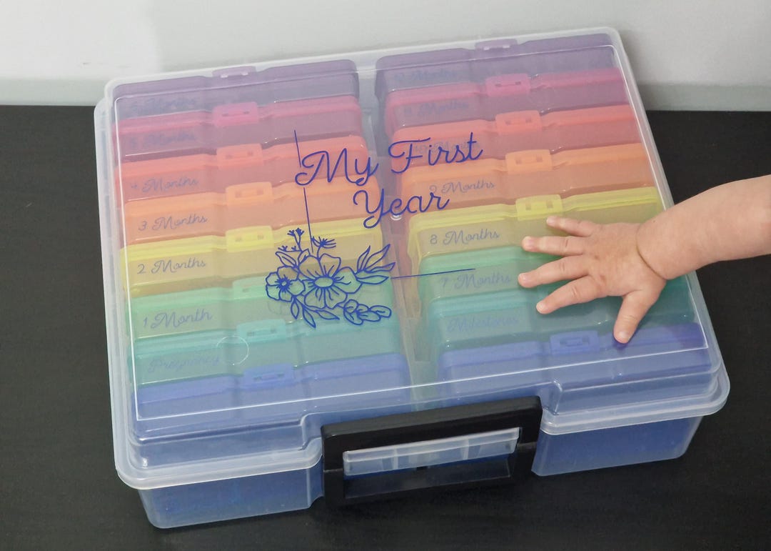 Personalised Baby Photo Box Labels | Vinyl Stickers for Photo Storage ...