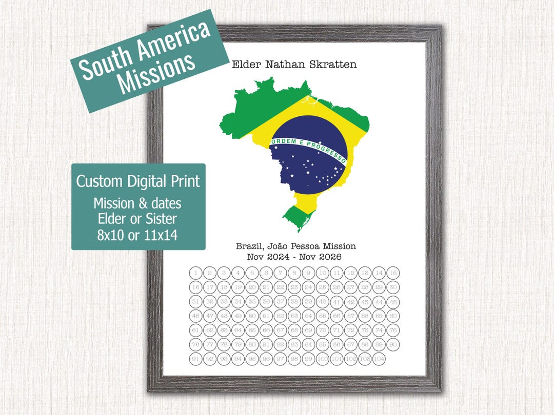 South America Custom LDS Missionary Countdown Calendar, LDS Mission ...
