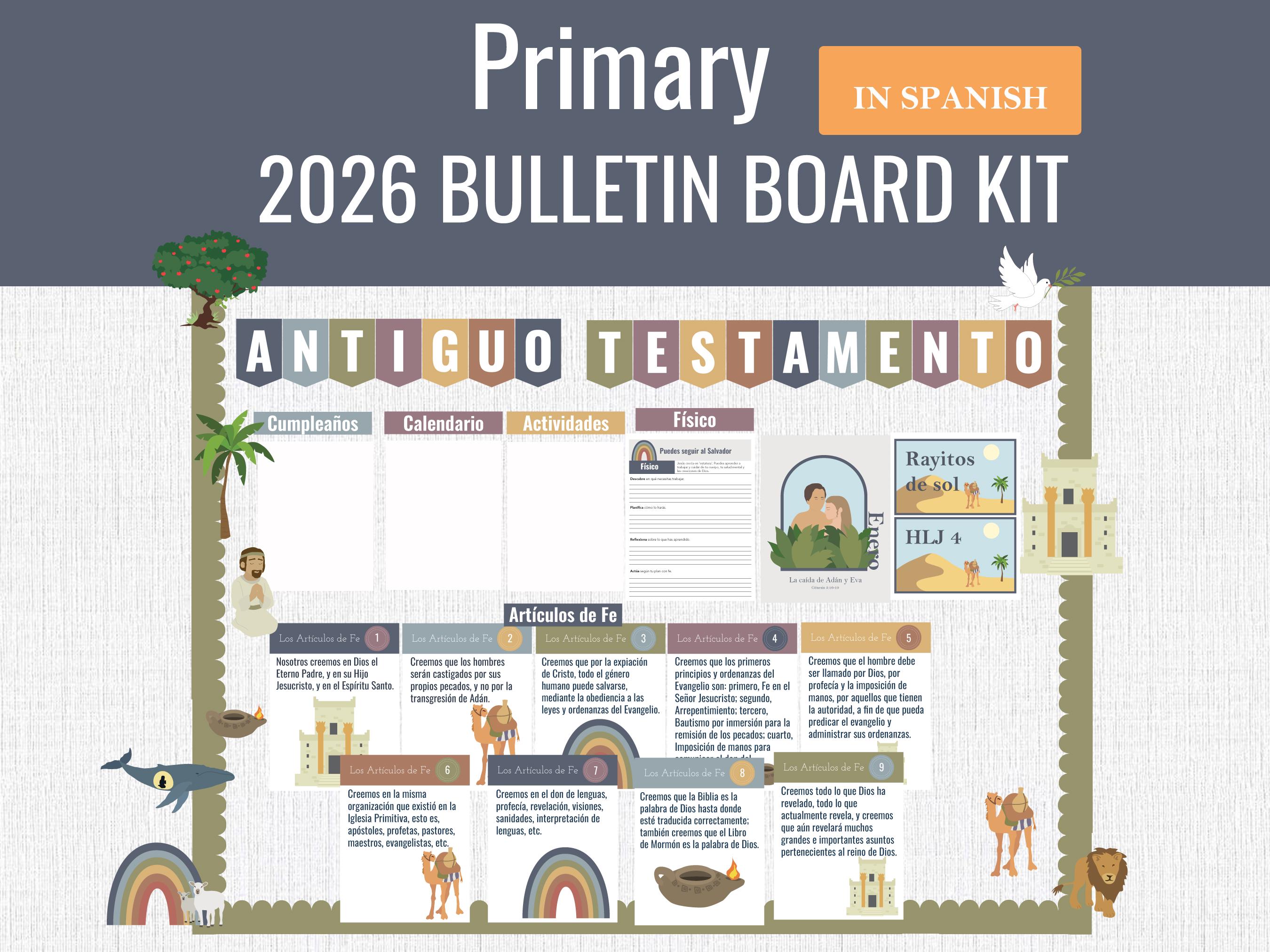 2026 LDS Primary Bulletin Board Kit Spanish, Old Testament, Come Follow ...