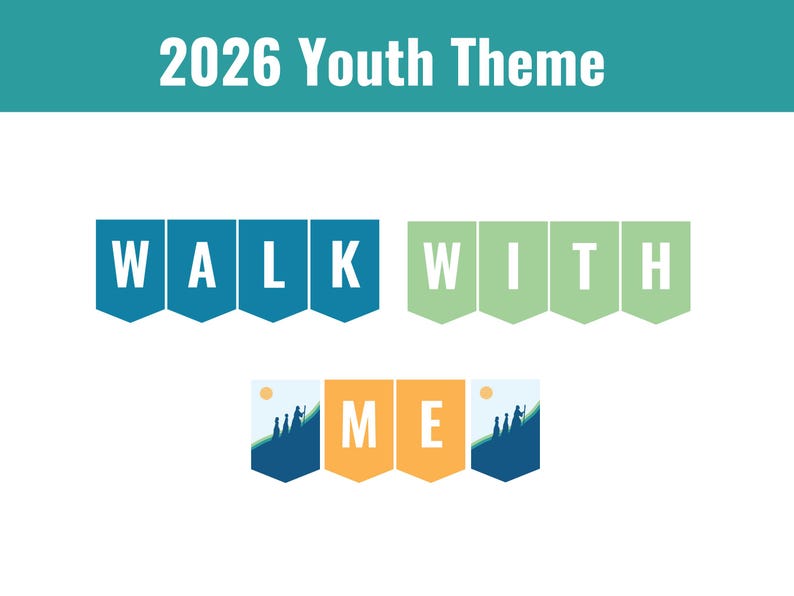 2026 Youth Theme Walk With Me Banner, LDS Young Women and Men Mutual ...