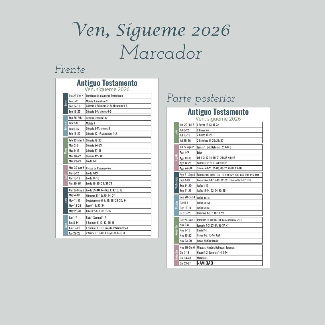 Ven Sigueme 2026, Antiguo Testamento, Old Testament Reading Chart, 2026 ...