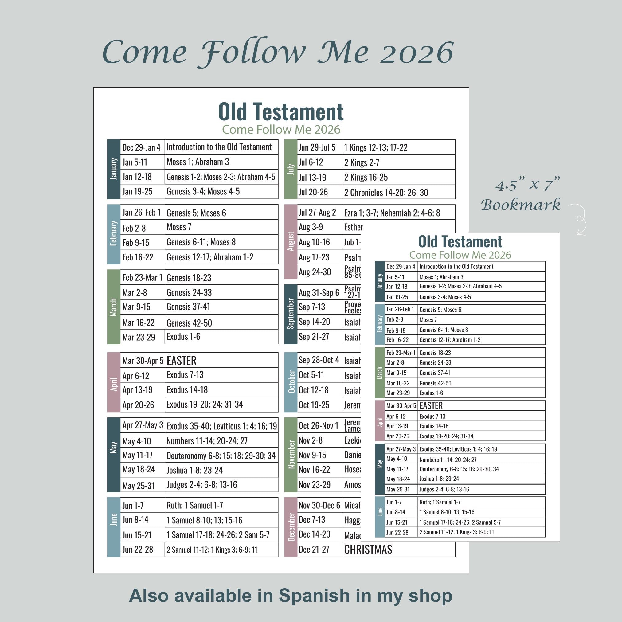 Come Follow Me Schedule 2026, Old Testament, CFM Schedule 2026, LDS ...