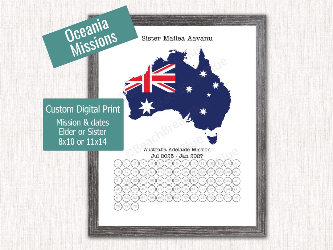 Oceania Custom LDS Missionary Countdown Calendar, Australia Mission ...