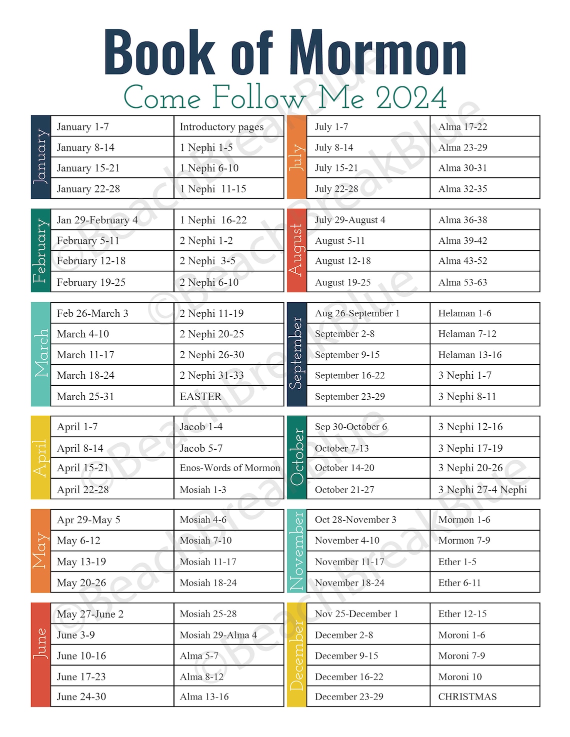 Come Follow Me 2024, Book of Mormon, Come Follow Me Reading Schedule ...
