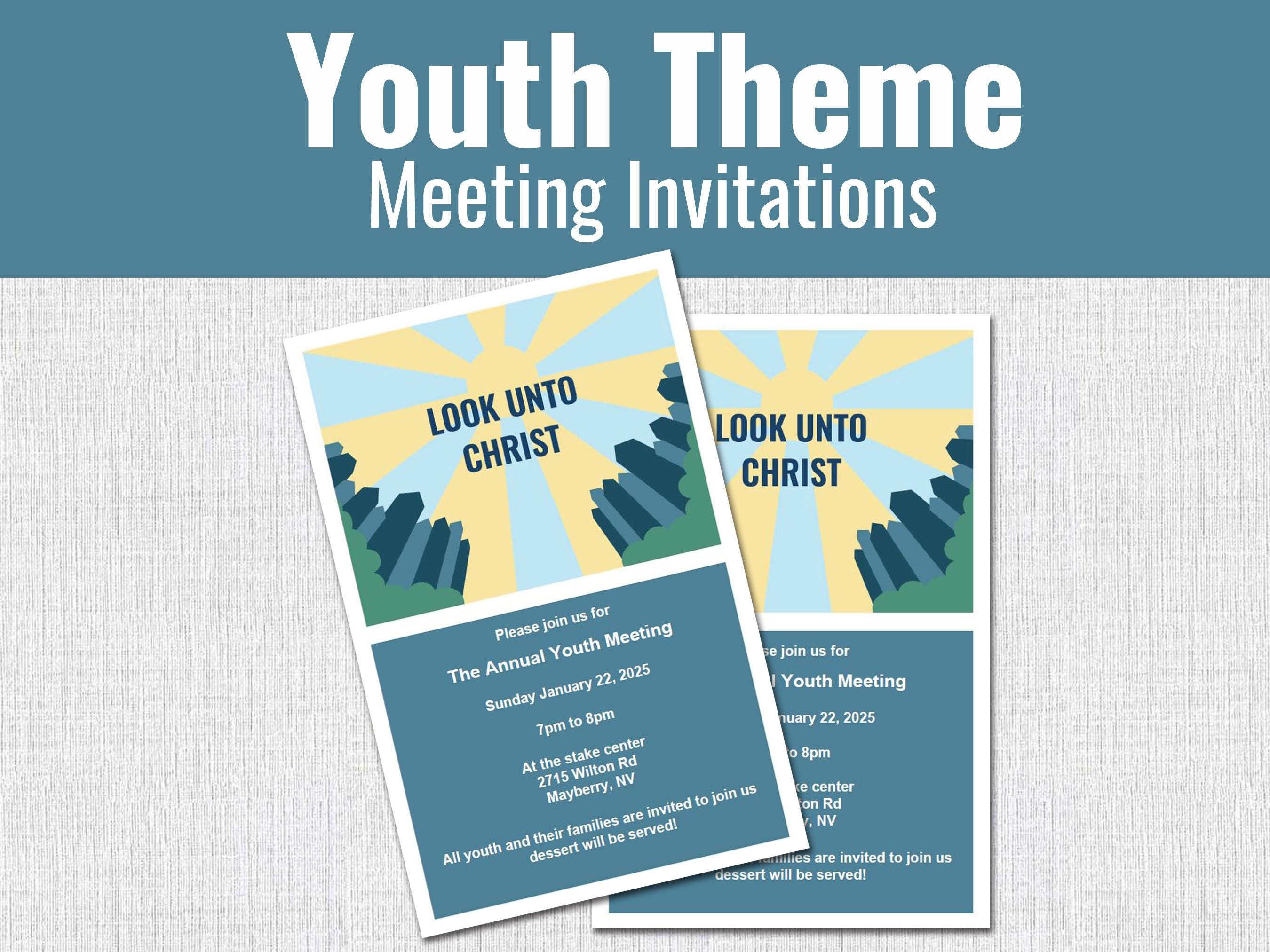 2025 LDS Youth Theme Meeting Invitations, Look Unto Christ D&C 6:36 ...