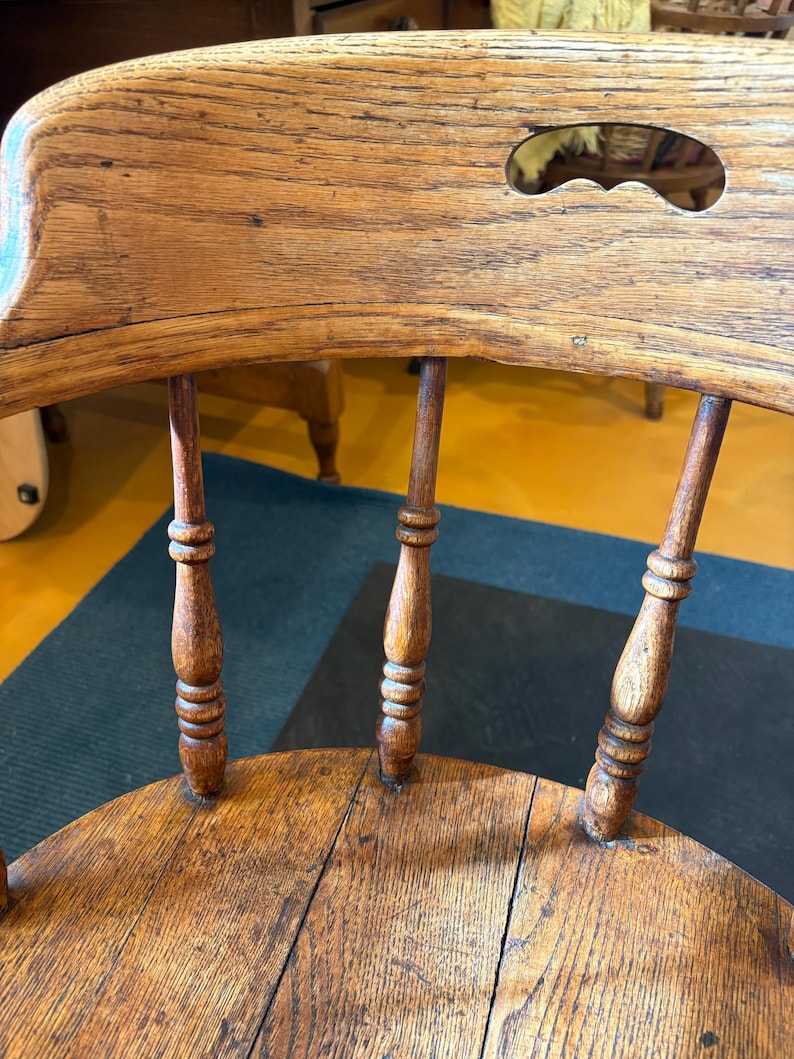 Antique Oak Captains Chair (barrel Chair) - Etsy