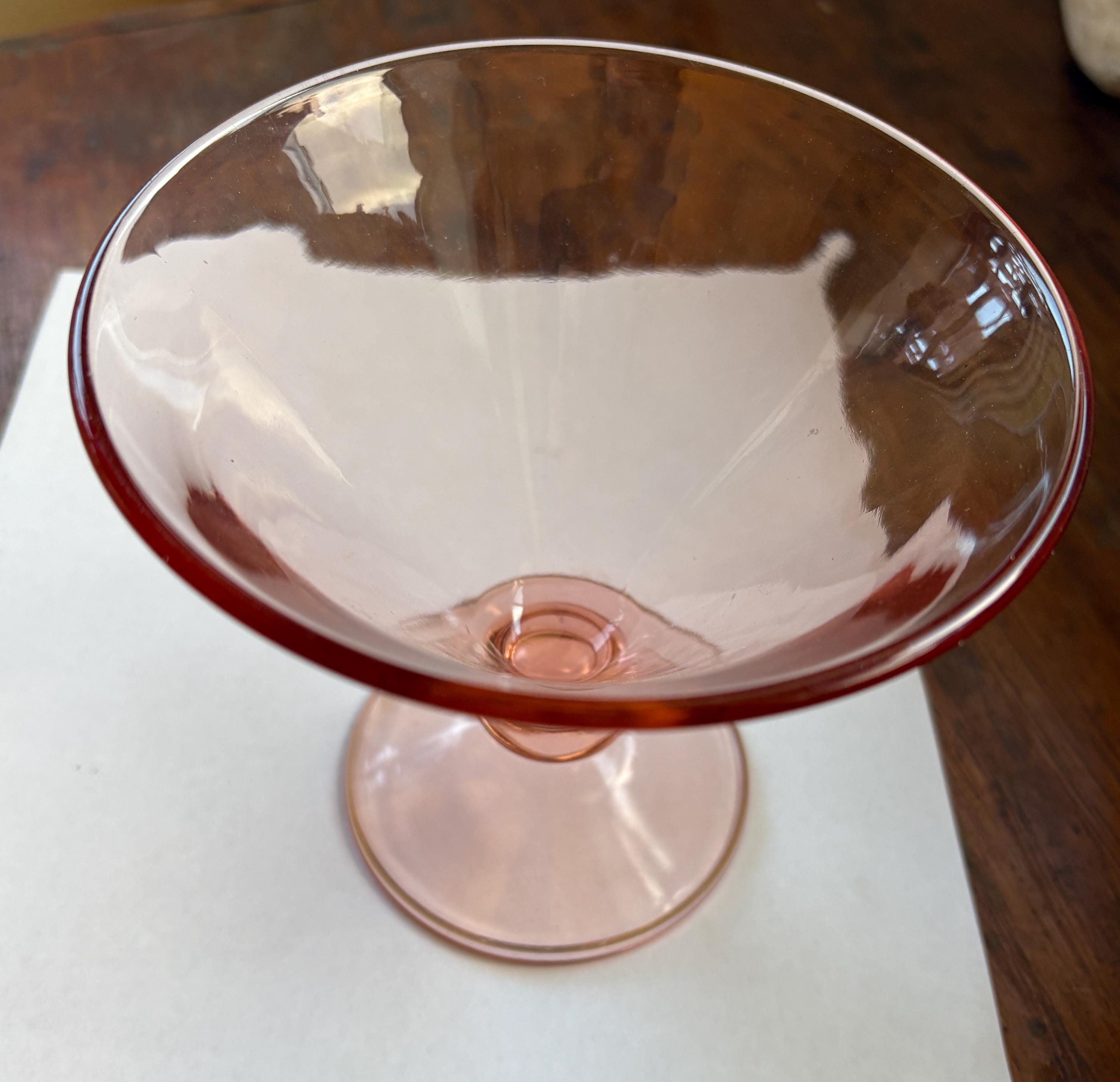 Pink Depression Glass Compote Bowl - Etsy