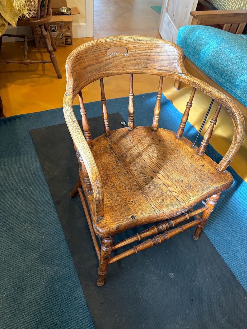 Antique Oak Captains Chair (barrel Chair) - Etsy