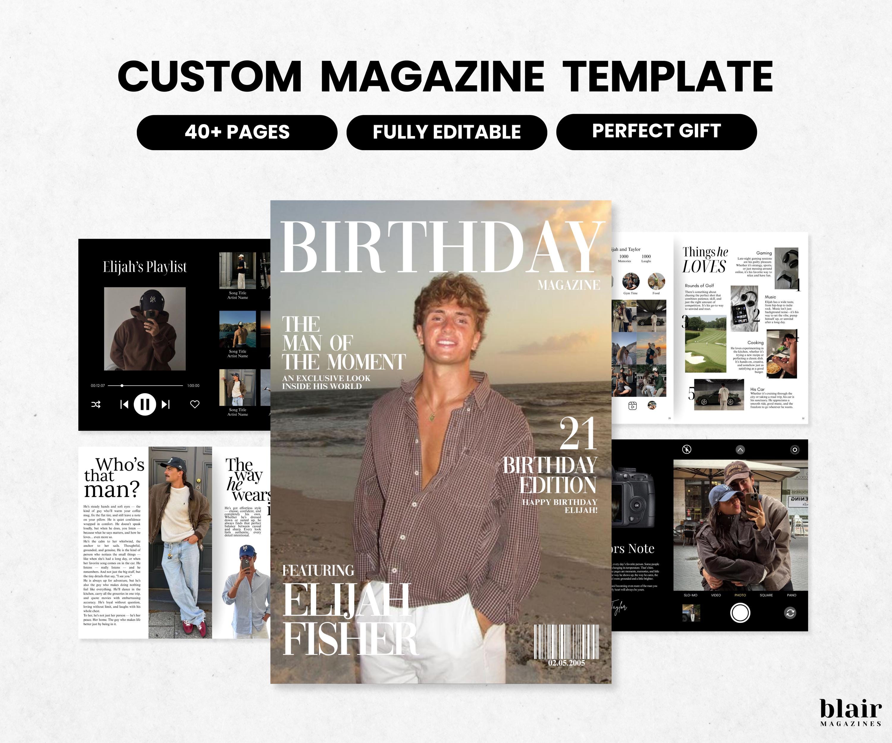 Personalized Birthday Magazine Template for Him | Birthday Magazine for ...