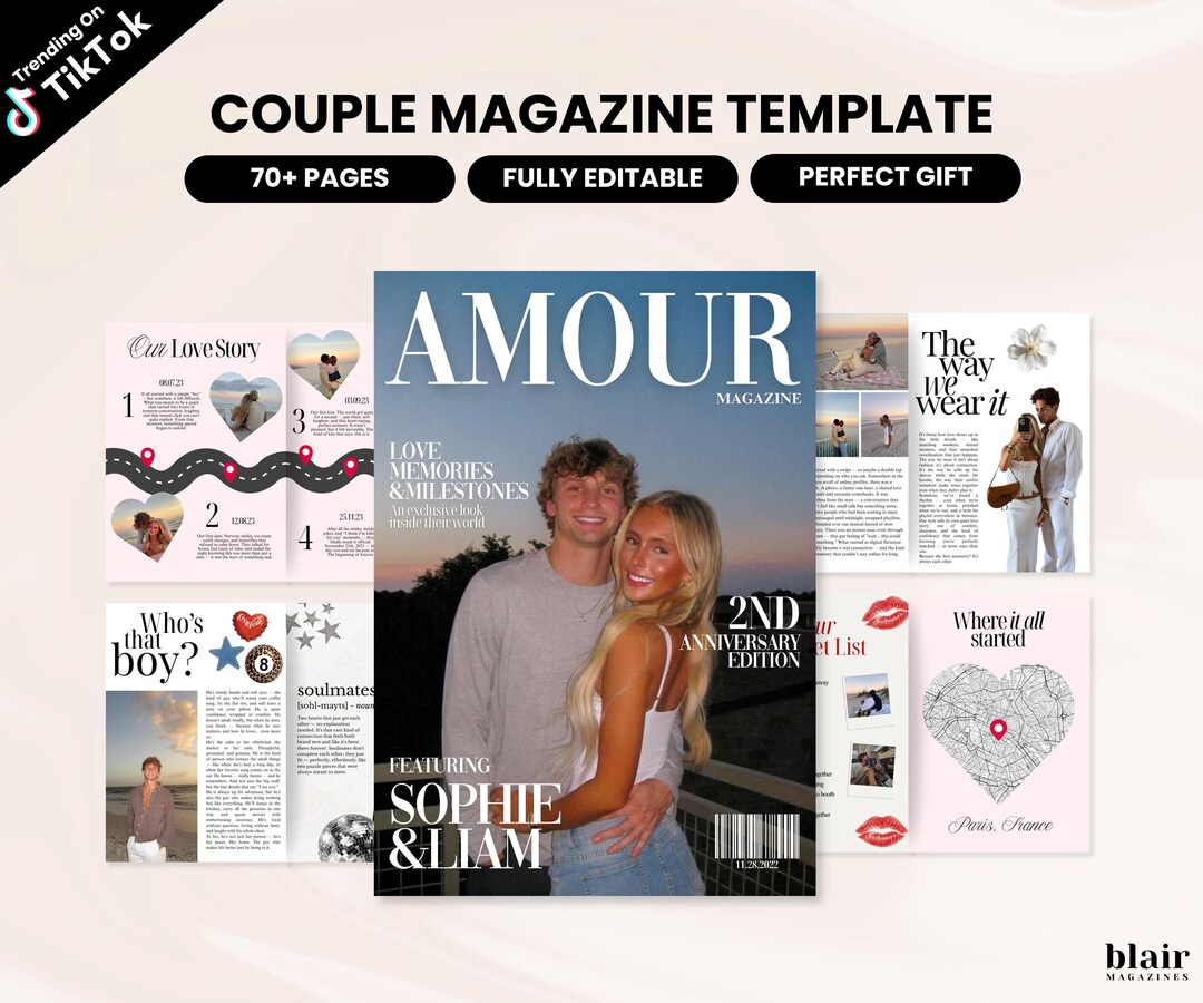 Couple Magazine Template | Anniversary Gift for Boyfriend or Girlfriend ...