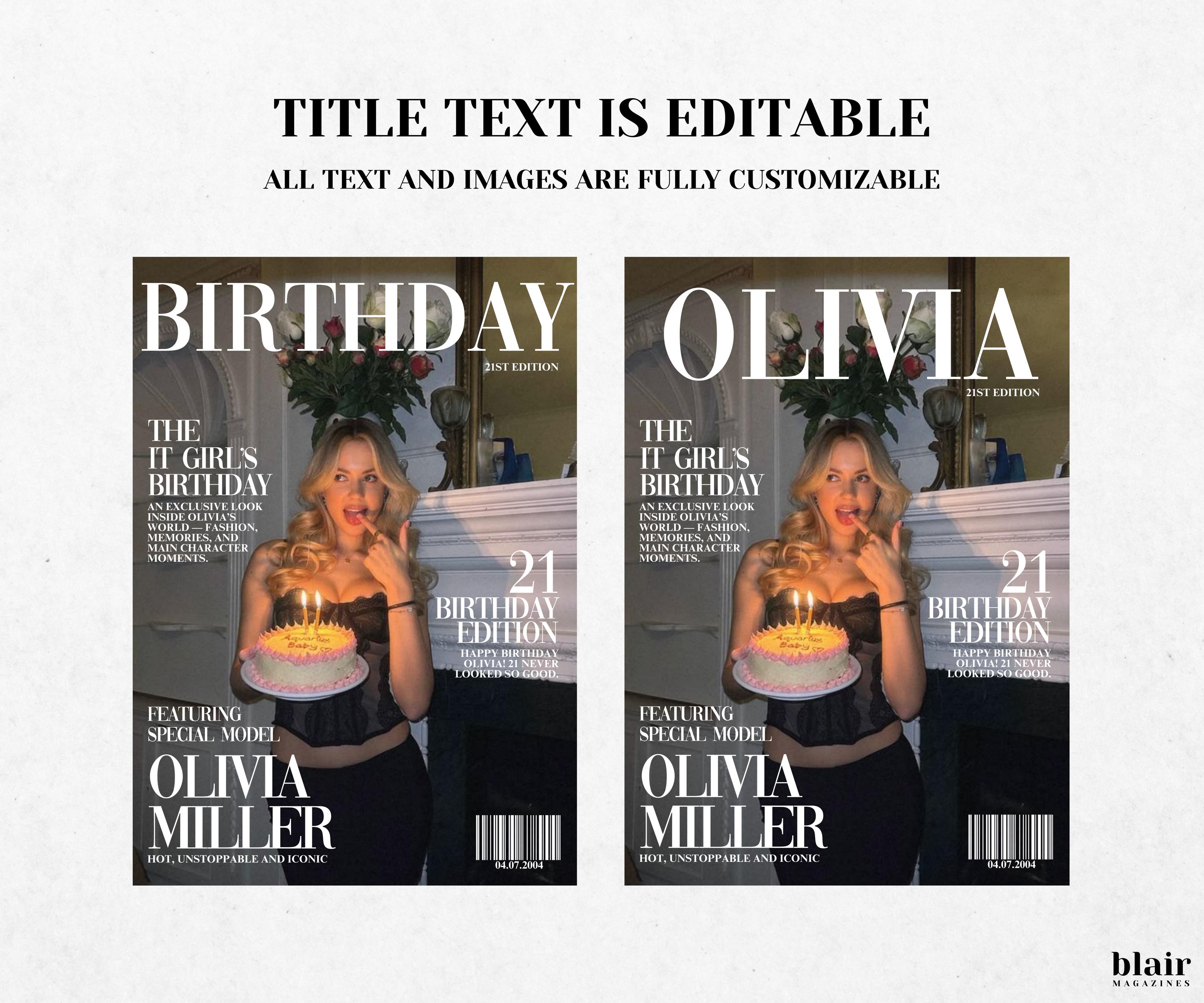 Birthday Magazine Template for Friend | Birthday Gift for Her ...