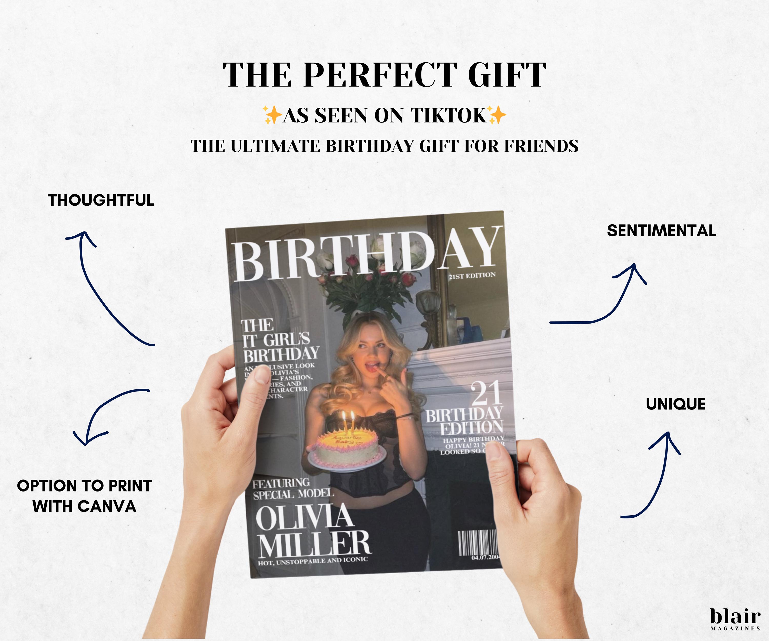 Birthday Magazine Template for Friend | Birthday Gift for Her ...