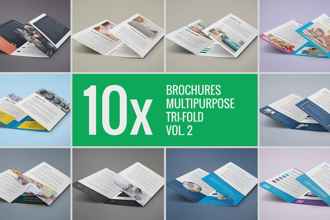 10-in-1 Multipurpose Tri-fold Brochure Bundle Vol. 2 | A4 & Letter Size ...