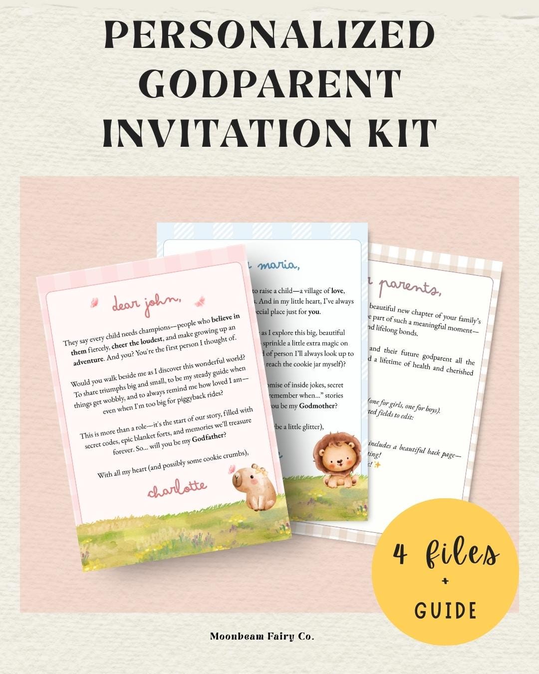 Personalized Godparent Invitation Kit - Editable Canva Template for ...