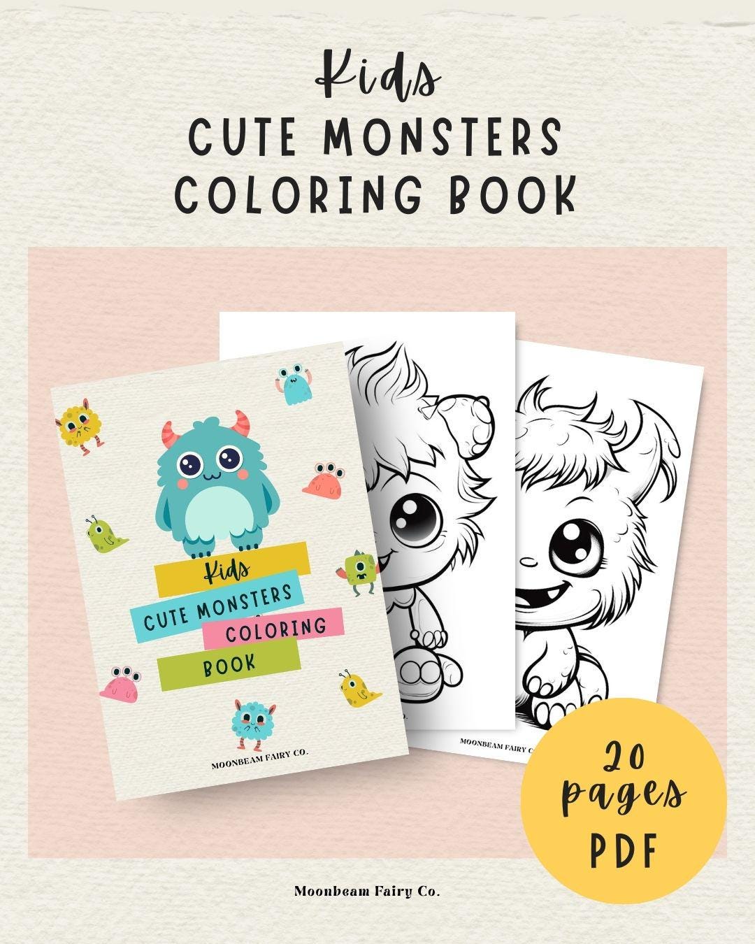 Kids Cute Monster Coloring Book – 20 Printable Pages for Classroom ...