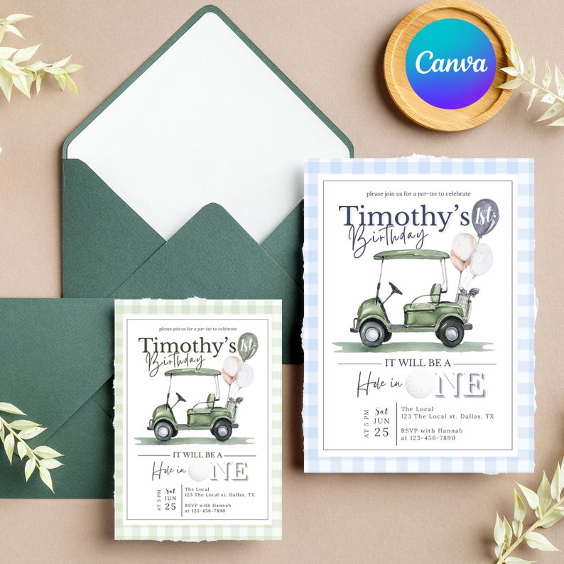 Hole in ONE First Birthday Invitation | Golf Birthday Invite for Boy ...