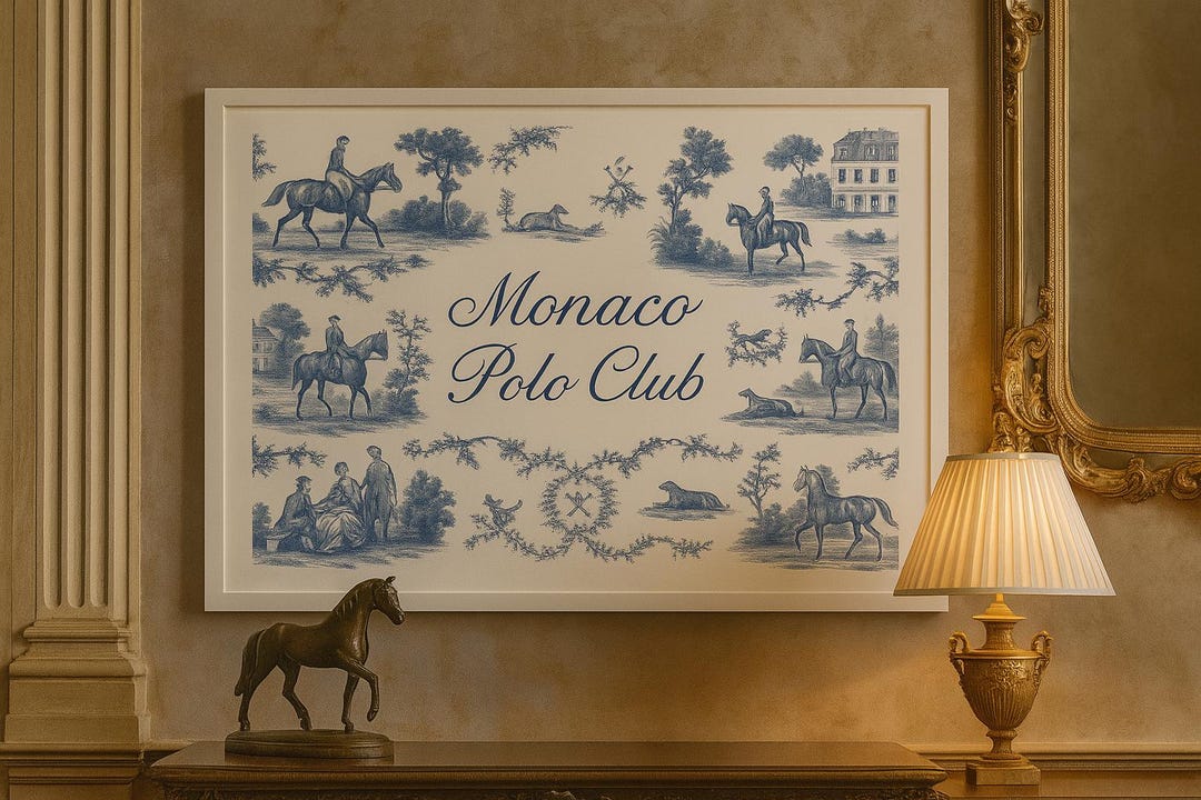Monaco Polo Club Poster - 5x7 Equestrian Wall Art Print | French Toile ...