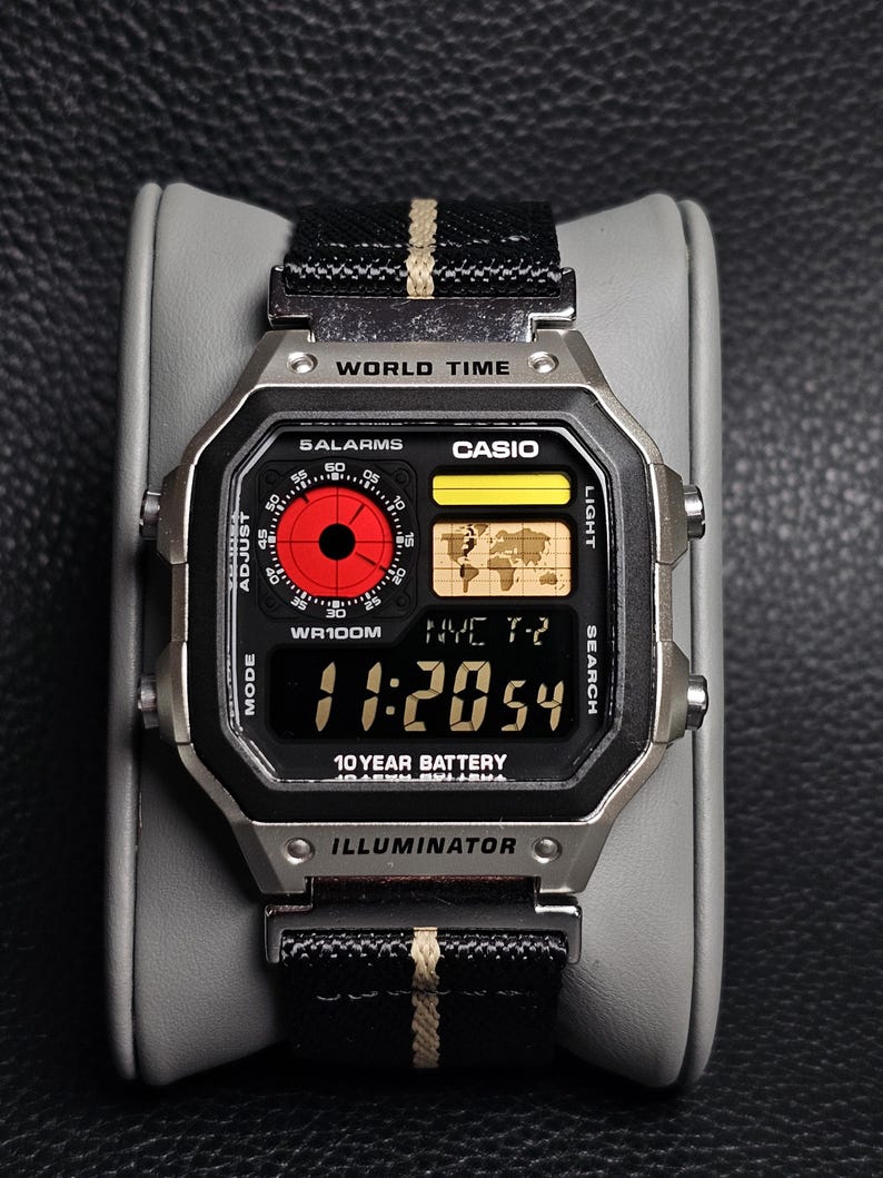 Modified Casio AE1200, With Negatives and Colorful Display, Hydromod and With Nylon Strap - Etsy