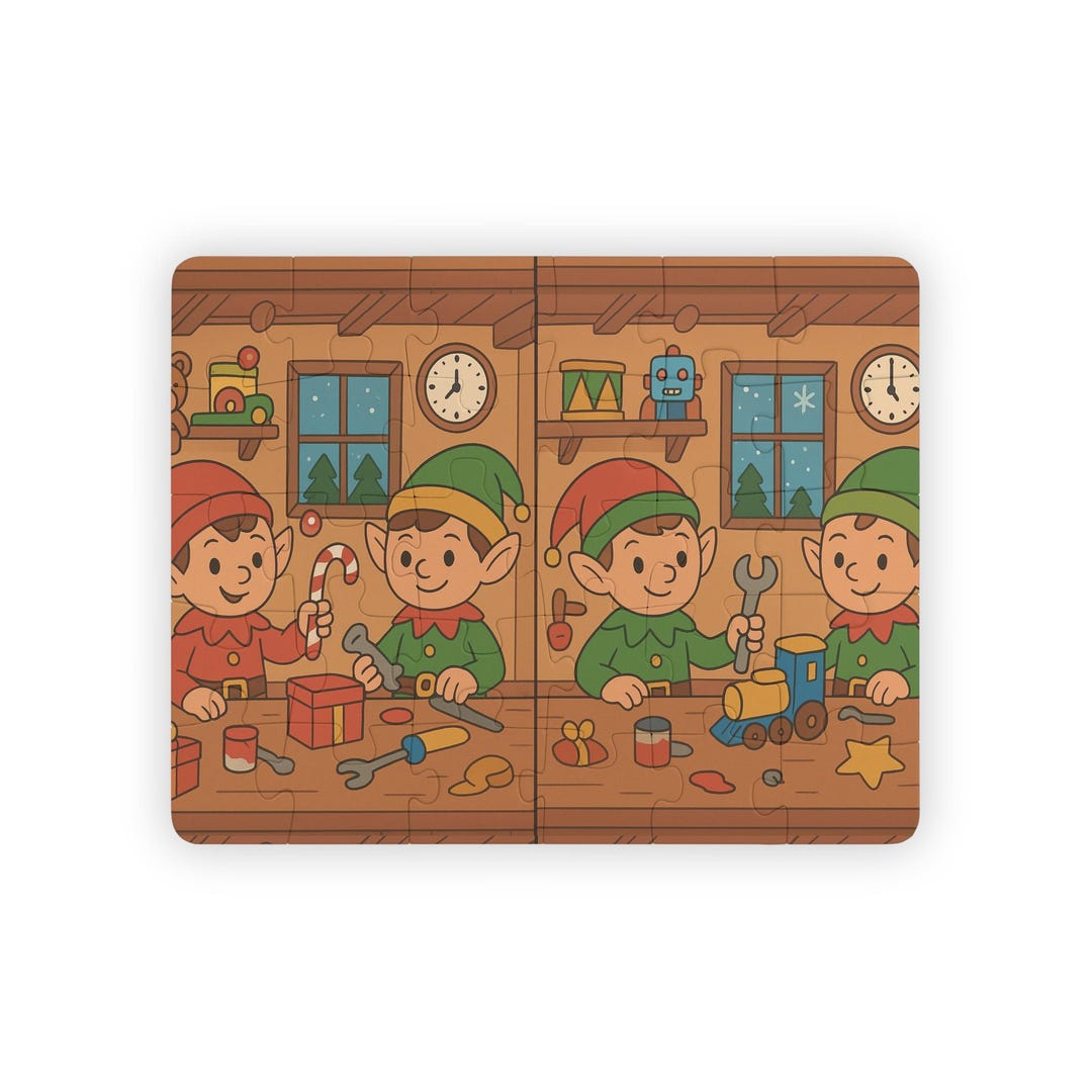 Spot the Difference Christmas Elves Workshop Kids' Puzzle - Etsy