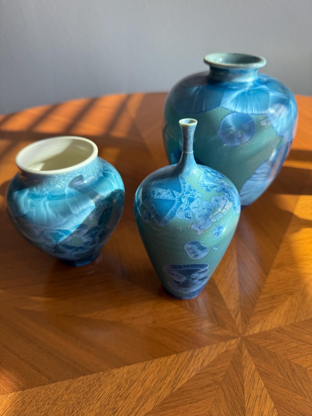 Vintage Louise Reding Studio Art Pottery Crystalline Blue & Green Vase ...