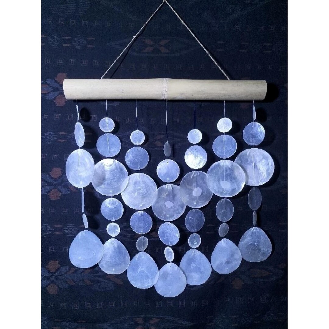 Sea Shell Wind Chimes Flat Style Natural With Wall Mount for Indoor and ...
