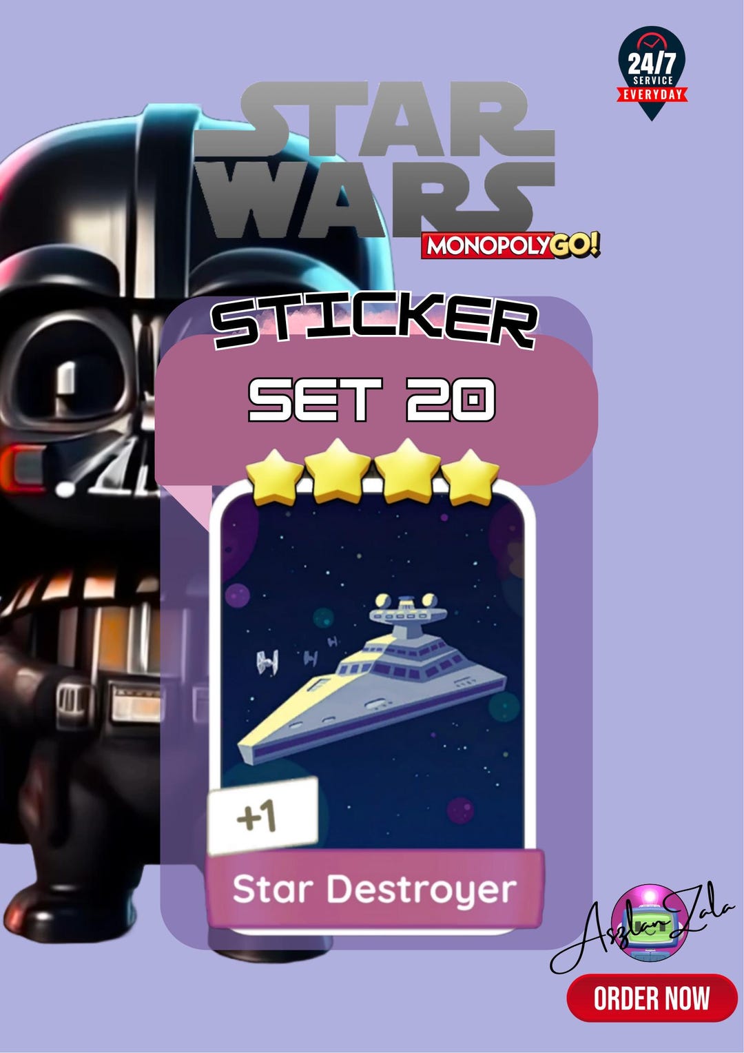 Set 20 Star Destroyer / 4 Star Sticker Starwars Go Album / Monopoly GO ...