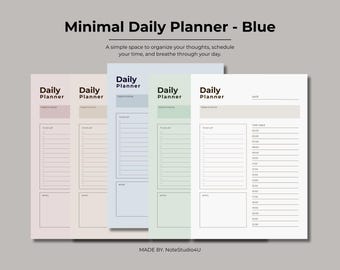Printable Minimalist Daily Planner, Simple Organizer (PDF) - Etsy