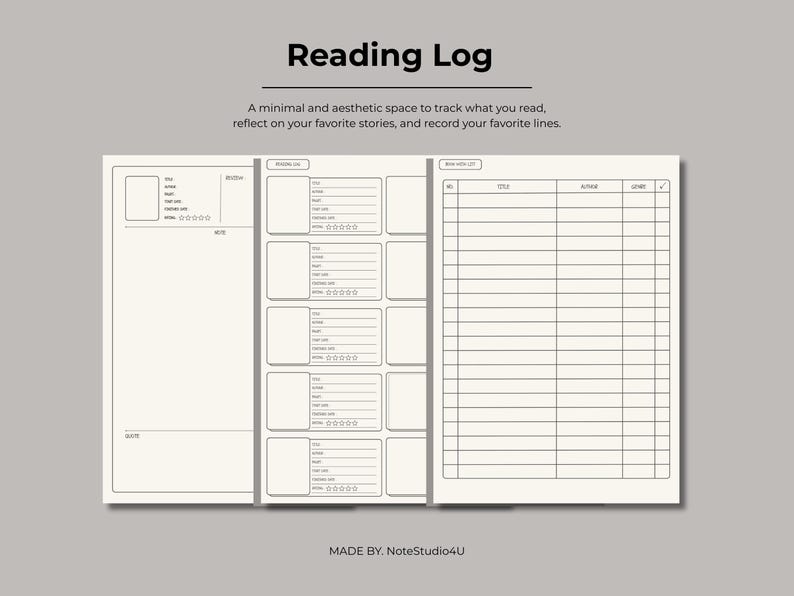 Digital Reading Log Template – Book Tracker, Reading Journal, and ...