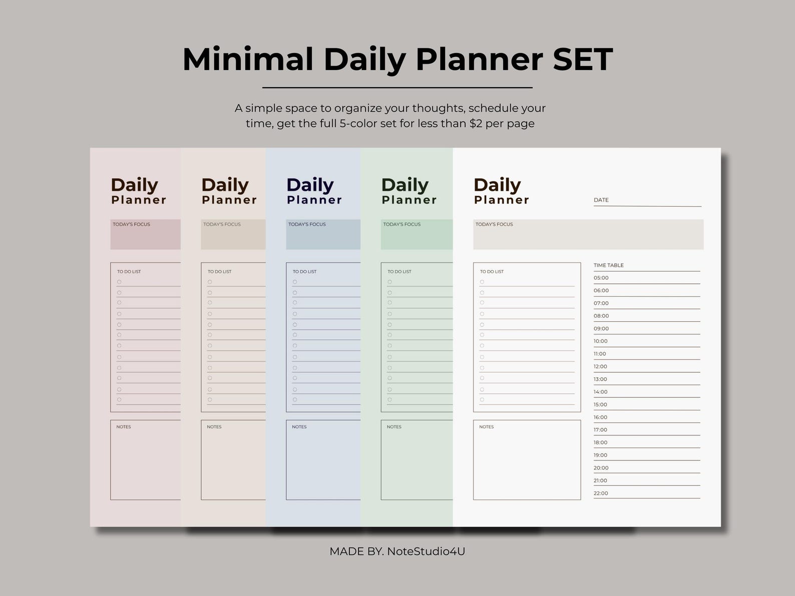 Printable Minimalist Daily Planner, Simple Organizer (PDF) - Etsy