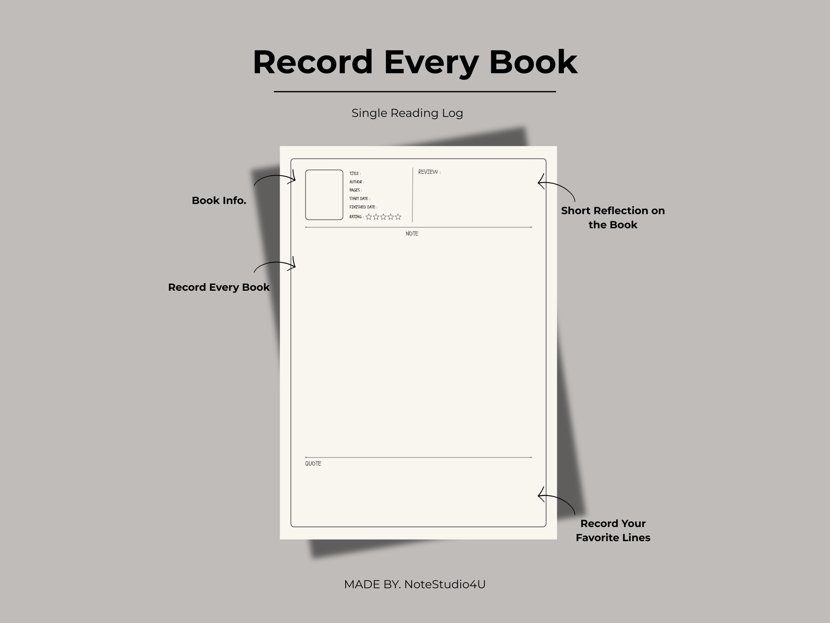 Digital Reading Log Template – Book Tracker, Reading Journal, and ...