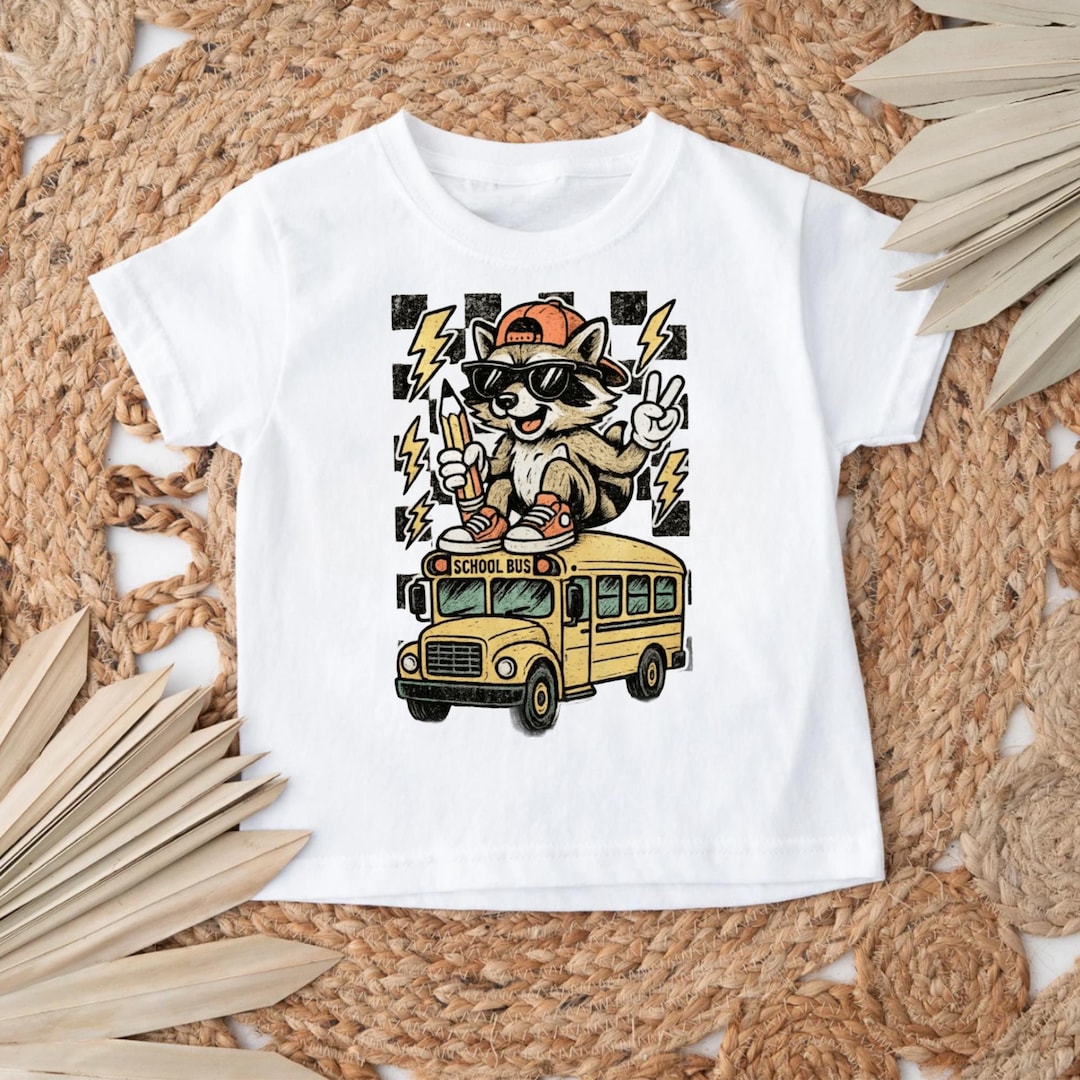 Raccoon School Bus Shirt: Retro Back to School Tee - Etsy