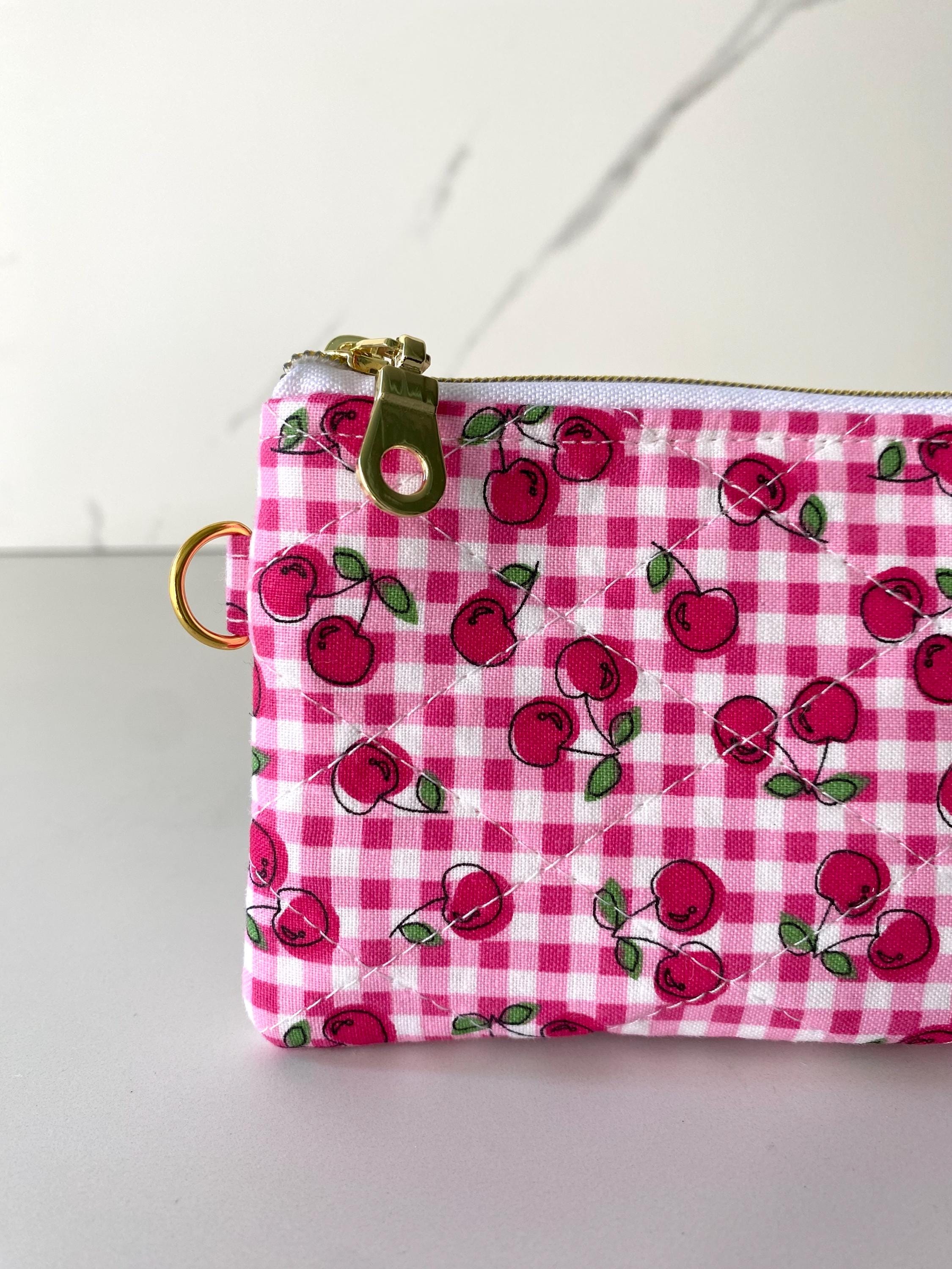 Coquette Coin Purse, Quilted Coin Pouch, Cute Cherries Zipper Pouch ...