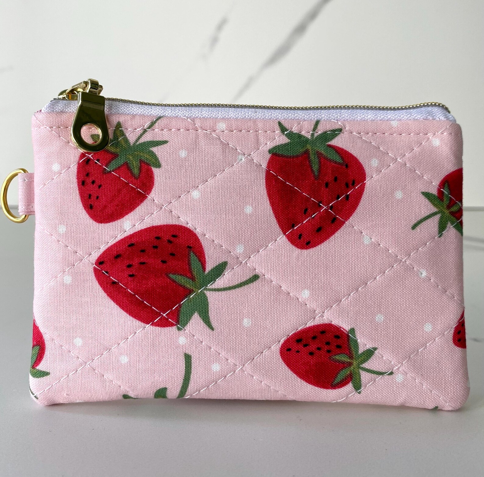 Coquette Coin Purse, Quilted Coin Pouch, Cute Strawberry Zipper Pouch ...