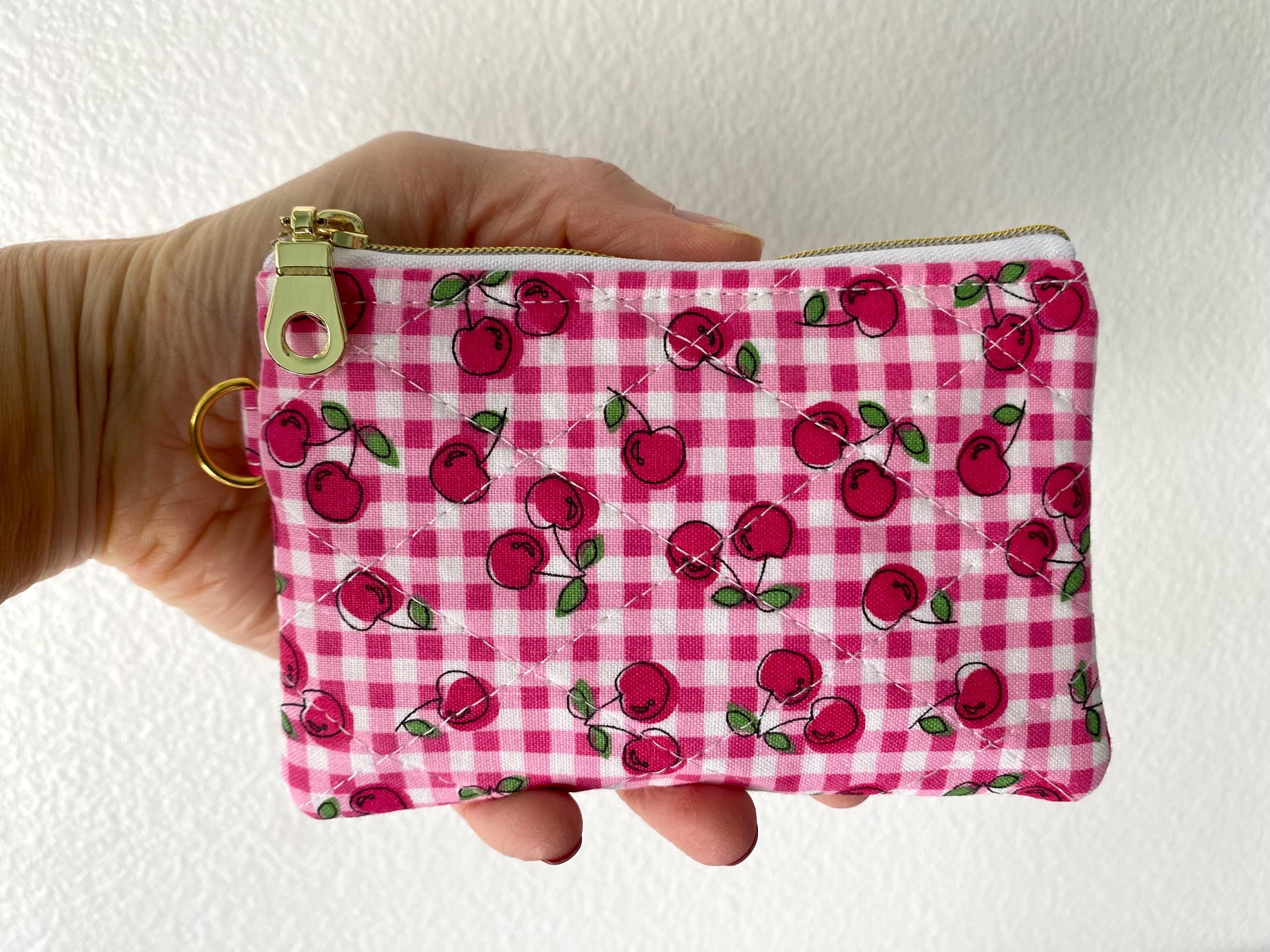 Coquette Coin Purse, Quilted Coin Pouch, Cute Cherries Zipper Pouch ...