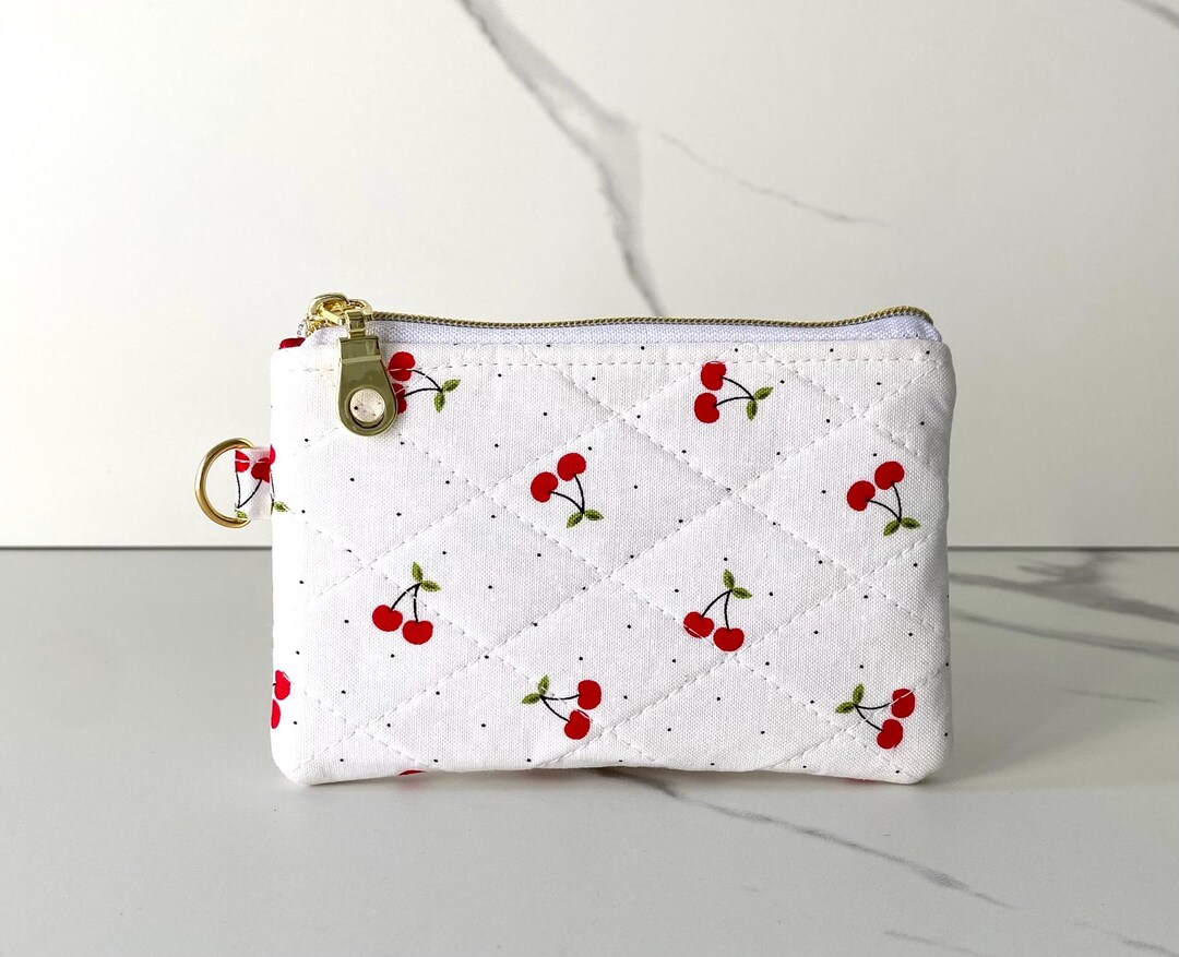 Coquette Coin Purse, Quilted Coin Pouch, Cute Cherries Zipper Pouch ...