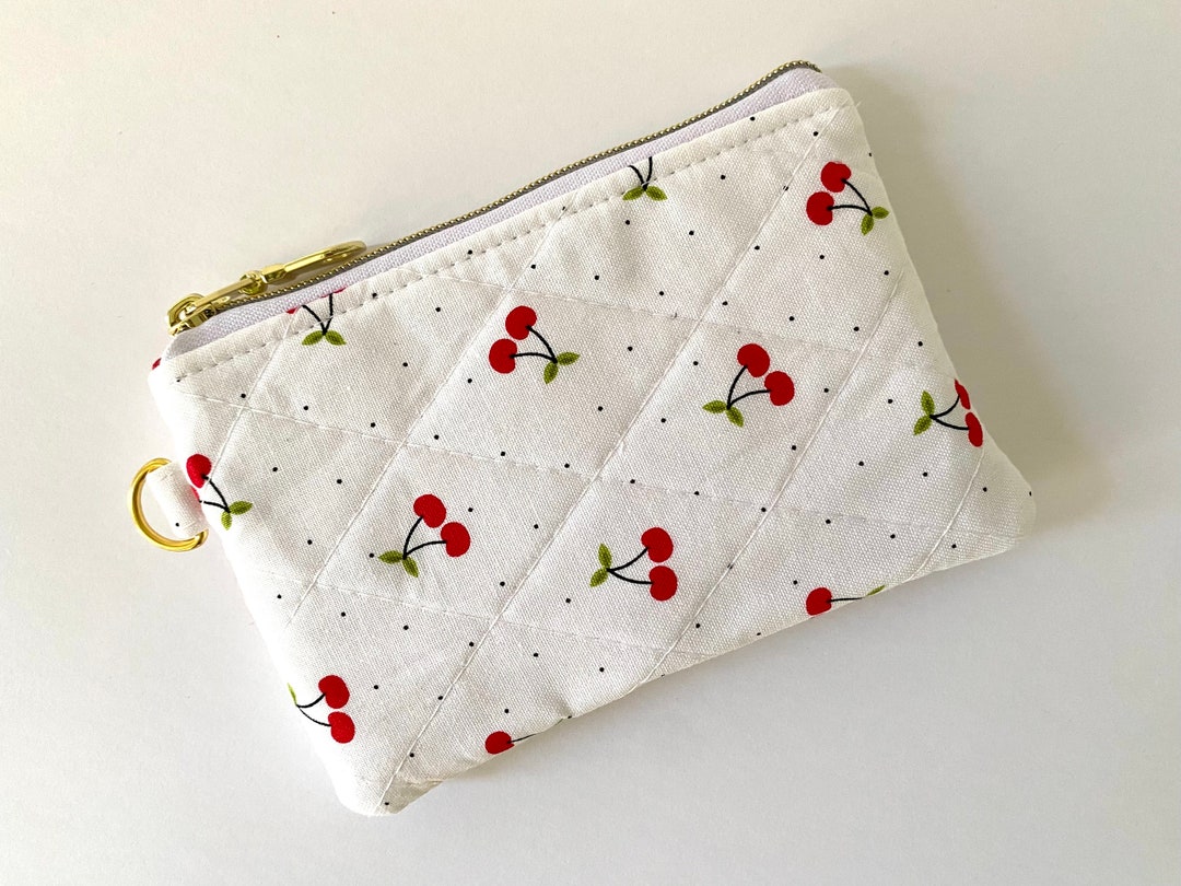 Coquette Coin Purse, Quilted Coin Pouch, Cute Cherries Zipper Pouch ...