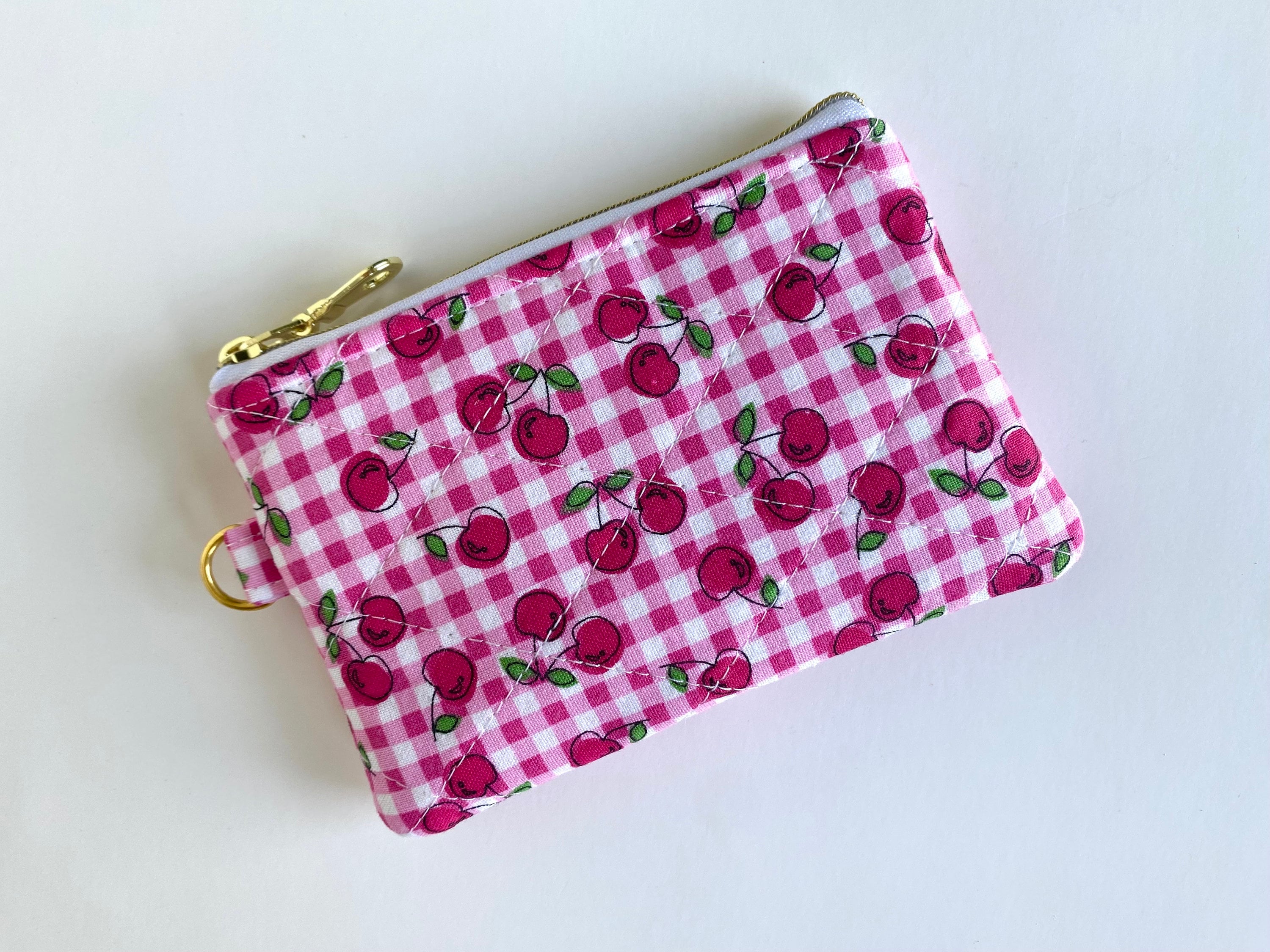 Coquette Coin Purse, Quilted Coin Pouch, Cute Cherries Zipper Pouch ...