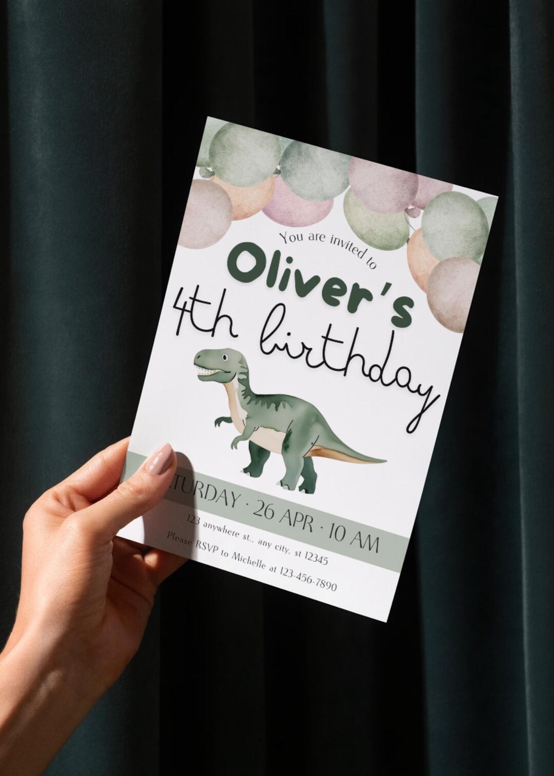 Dinosaur Birthday Invitation Card - Etsy