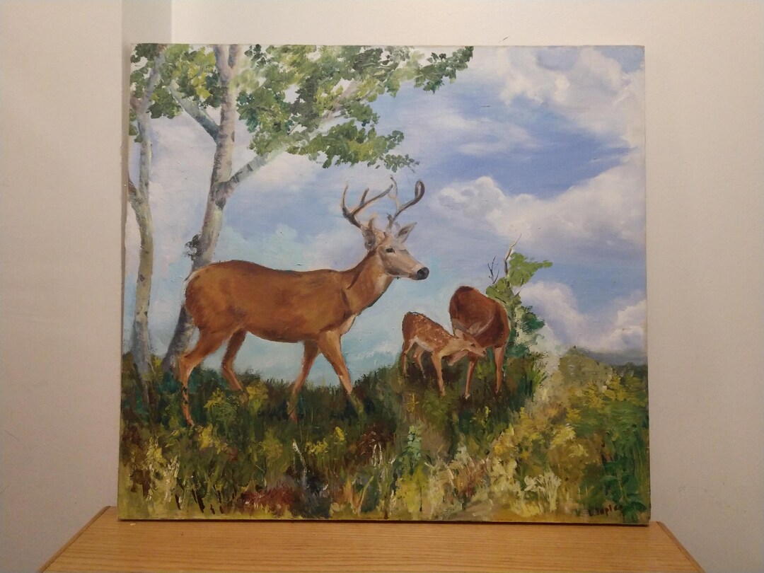 Vintage White Tailed Deer Painting - Etsy