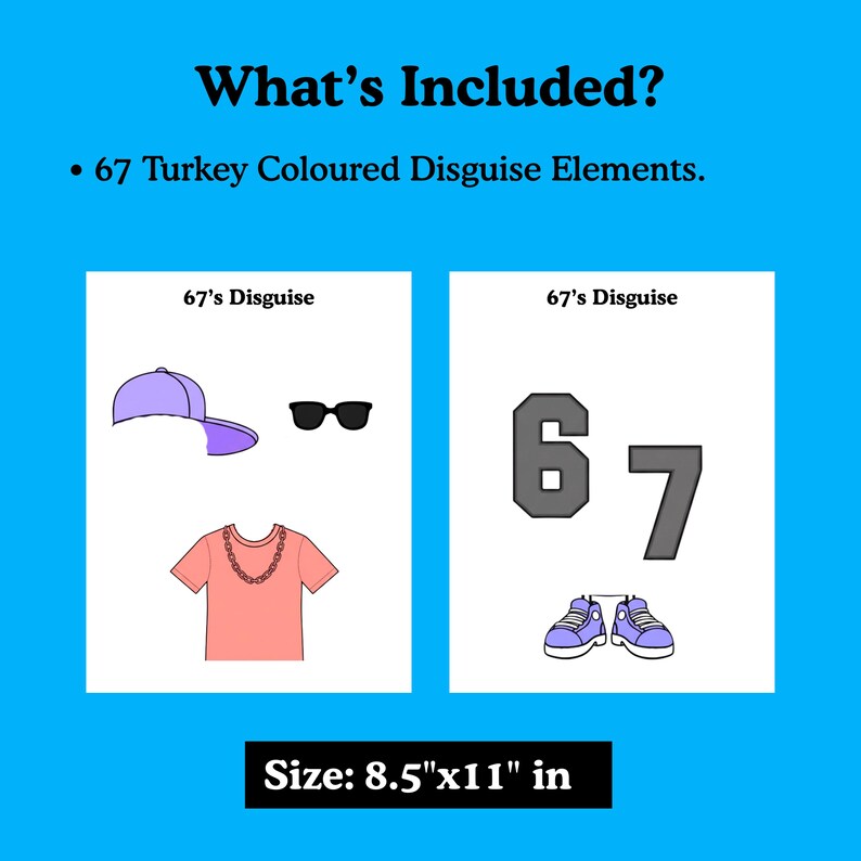 67 Turkey Disguise Printable - Six Seven Bruh Costume - Boys Turkey ...