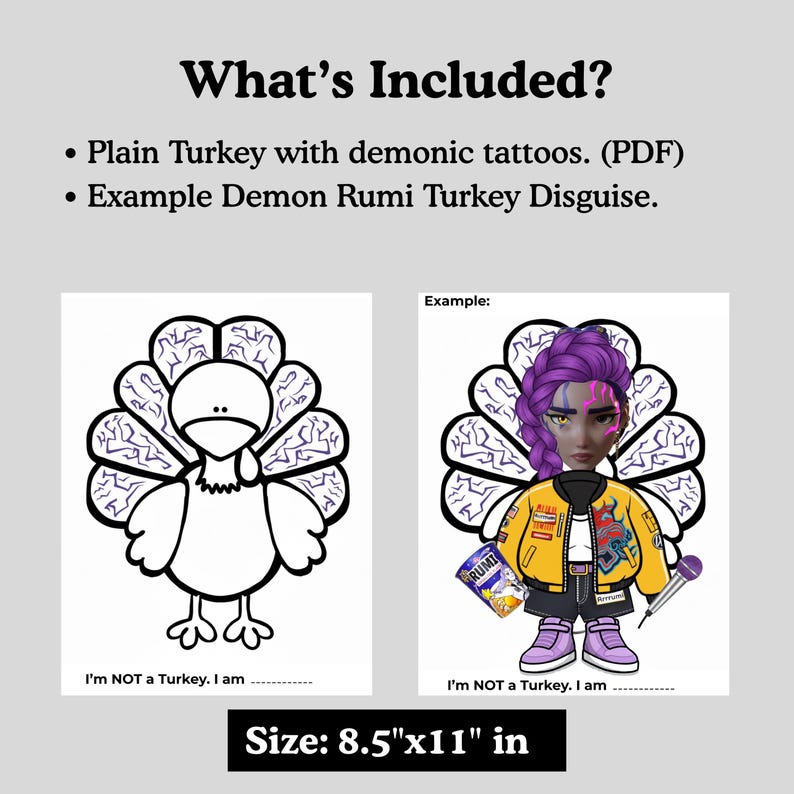 Demon Rumi Disguise a Turkey Printable - KPOP Star Rumi Demon Turkey in ...