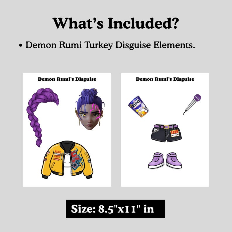 Demon Rumi Disguise a Turkey Printable - KPOP Star Rumi Demon Turkey in ...