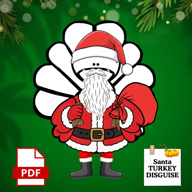 Disguise a Turkey - Santa Printable Turkey Disguise, Thanksgiving ...