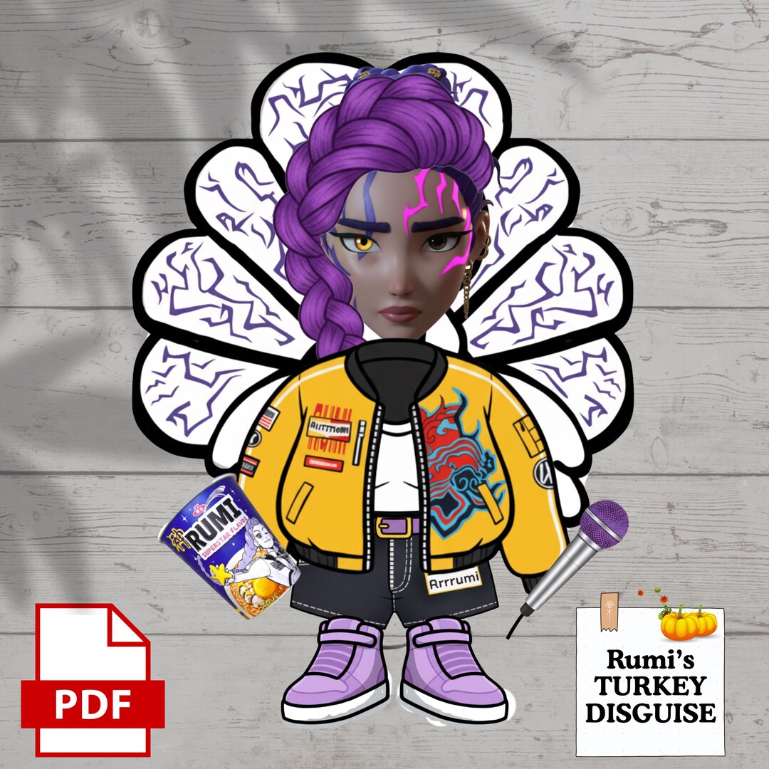 Demon Rumi Disguise a Turkey Printable - KPOP Star Rumi Demon Turkey in Disguise - Kids ...