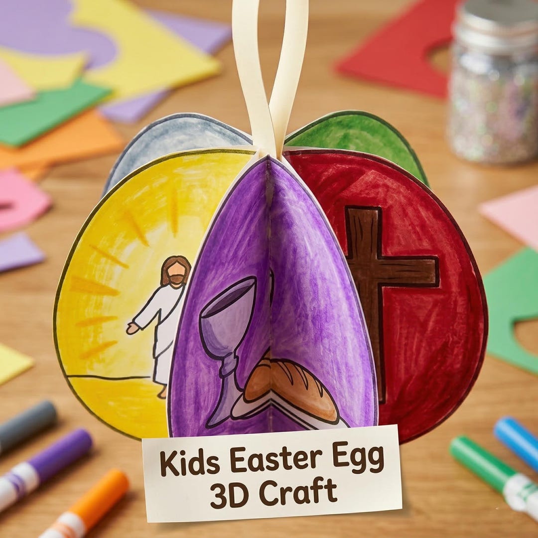 3D Easter Story Egg Craft, Kids Easter Egg Coloring, Christian Holy ...