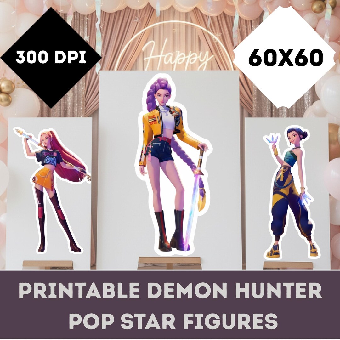Kpop Demon Hunters Printable Standee Cutouts | 60” Life-size PNG Images ...