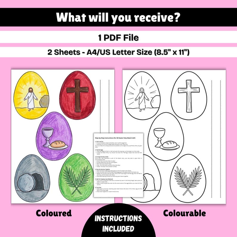 3D Easter Story Egg Craft, Kids Easter Egg Coloring, Christian Holy ...