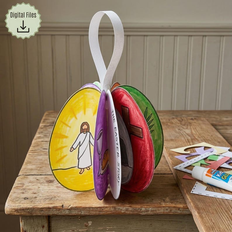 3D Easter Story Egg Craft, Kids Easter Egg Coloring, Christian Holy ...