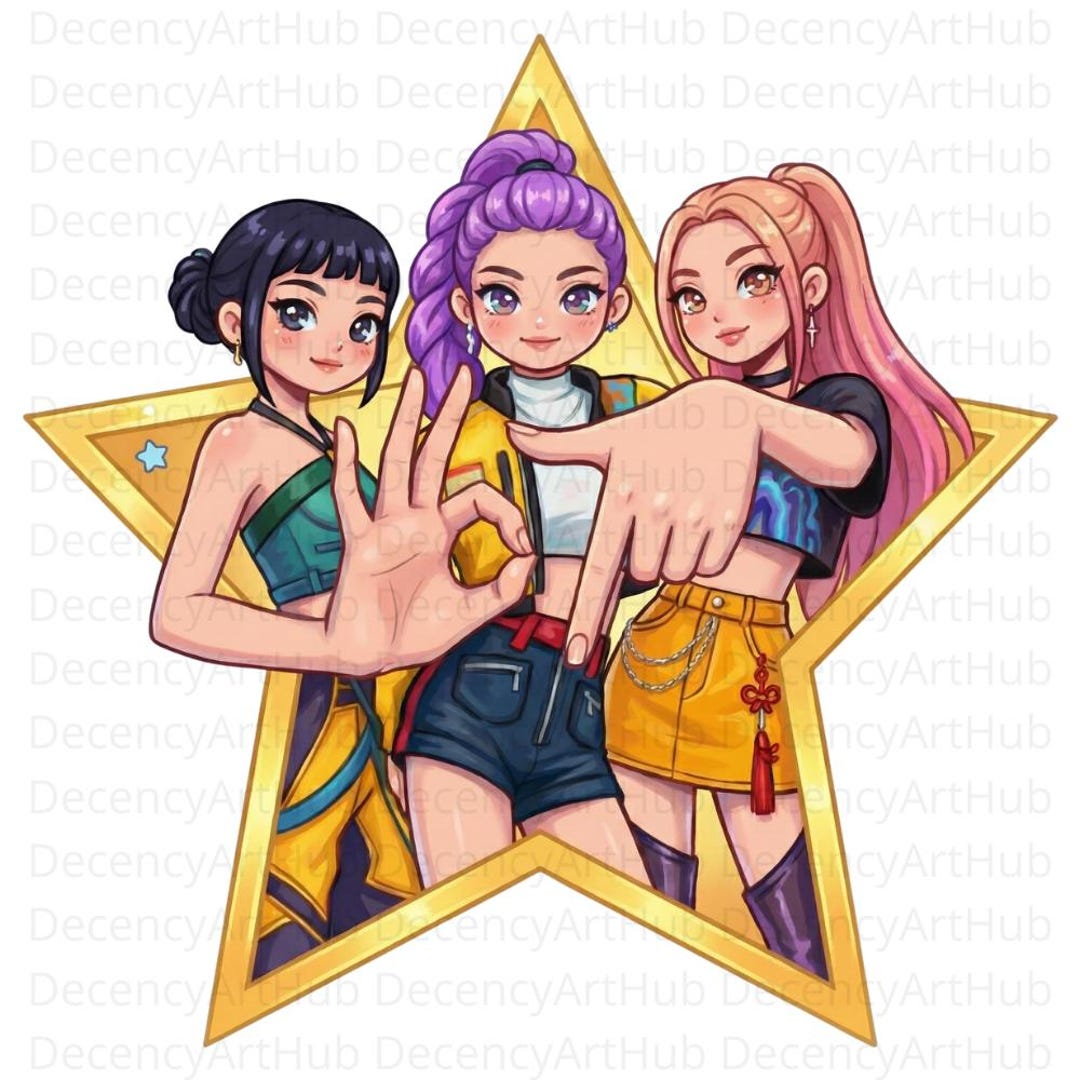 Kpop Huntrix Six Seven PNG, Huntrix 6 7 Meme Kpop Girls Band PNG, 67 ...